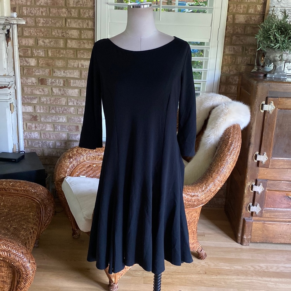 Laura Byrnes Black Pin Up Rockabilly 3/4 Sleeve Dress… - Gem